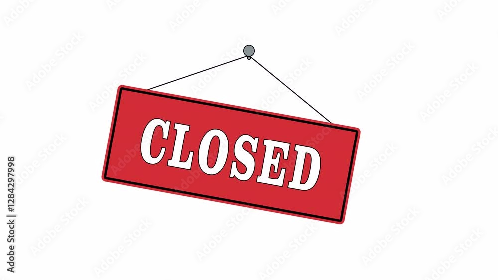 Closed Sign Swinging Motion Animation. Looped animation of a with an ...