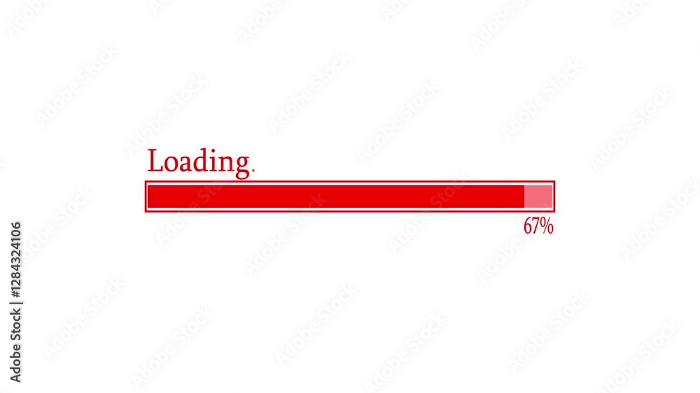 Loading progress bar animation from 0 to 100 with transparent background, Animated waiting ...