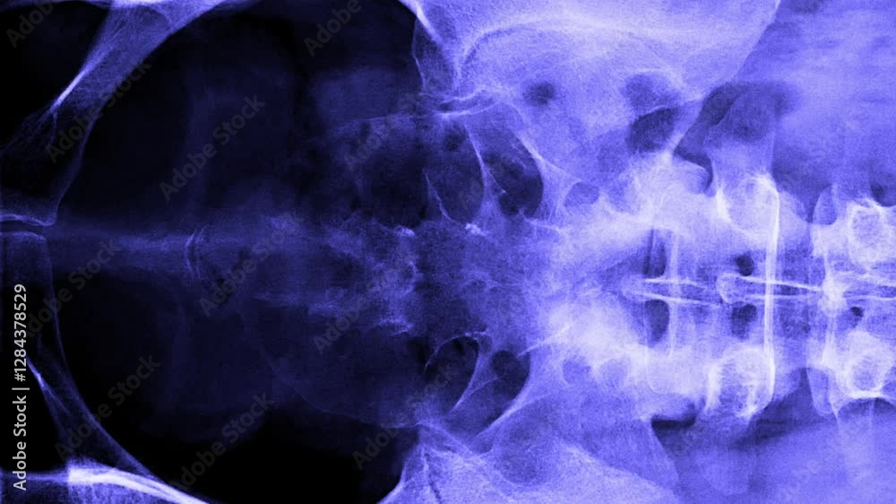 MRI scan timelapse of various sides human body, spine, coccyx bones ...