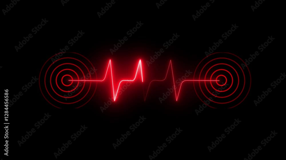 Earthquake seismic wave with silhouette of the world map . Animated ...