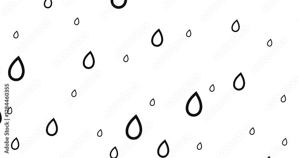 Rain cartoon animation whiteboard background. 2D flat elements with ...