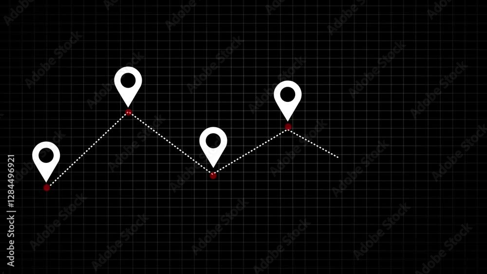 Tourism and travel concept animation location mark point with Location icon and GPS tracking ...