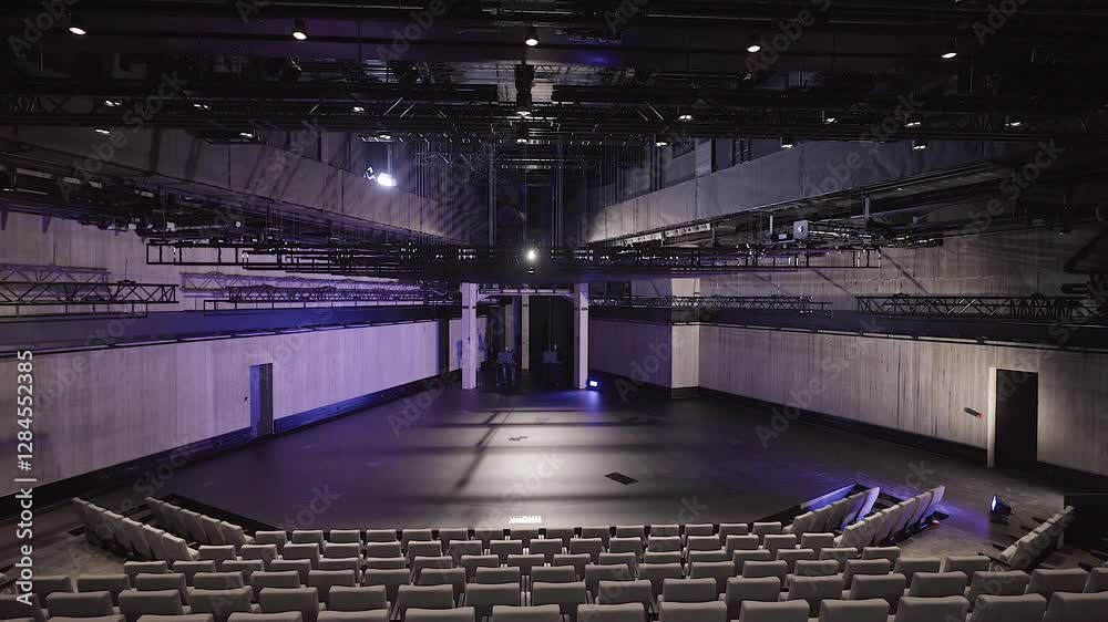Empty Theater Hall. All the Theater Battens Are Raised to the Ceiling ...