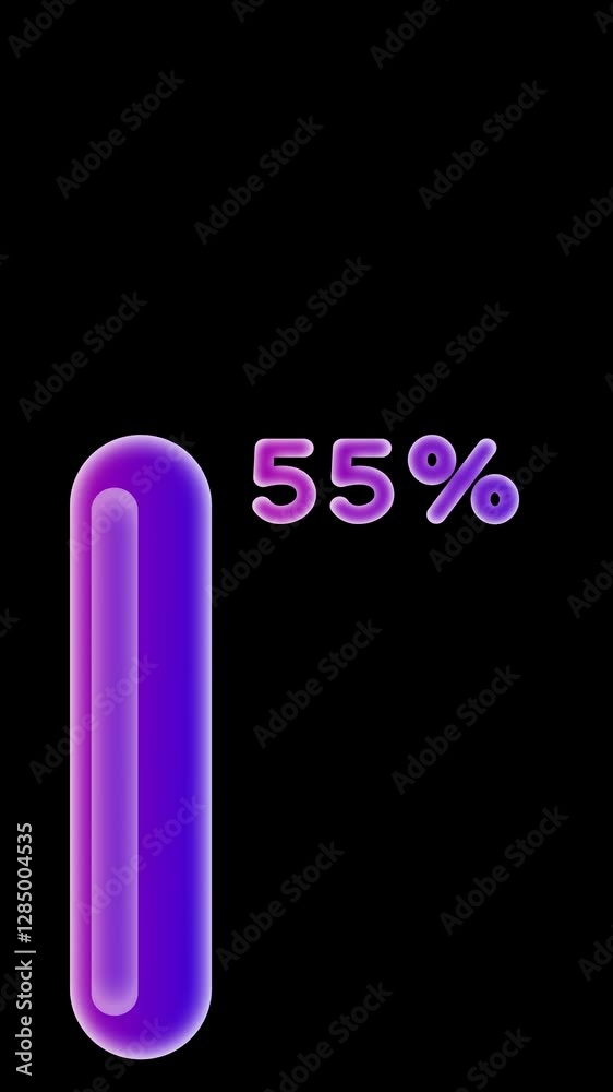 Violet/purple loading bar icon with animation from 0 to 100%, loading ...