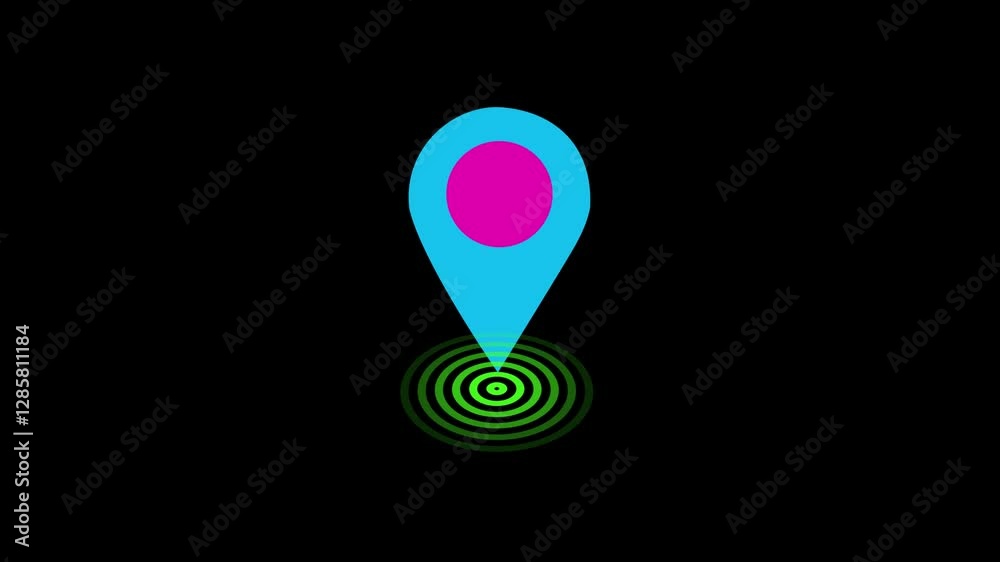 Location indicator and location icon animation. GPS location pointer ...