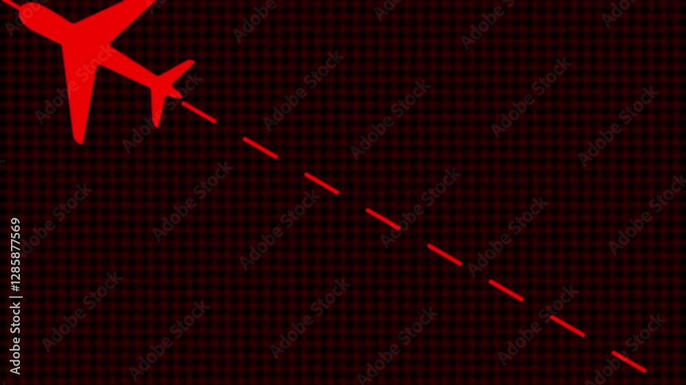Airplane line path animation, air plane flight route with start point ...