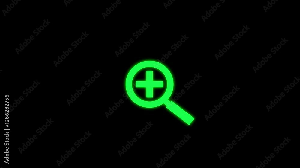 zoom in animated icon. Simple animated magnifier with plus sign. Zoom ...