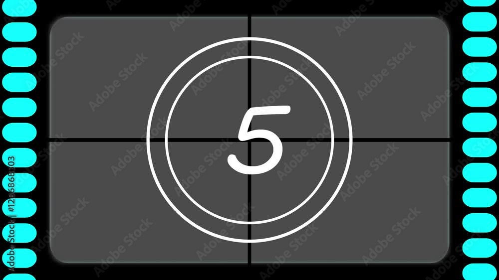Countdown timer 10 seconds animation retro projector style from ten to ...