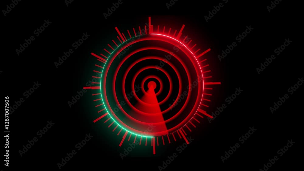 Vidéo Stock Radar screen animation on black background. Radar point to ...