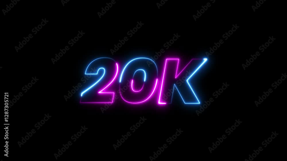 20k animation neon text effect video motion on black background. 20k ...