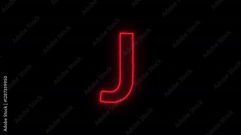 Animated neon letter J, trendy glowing loop neon alphabet letter J ...