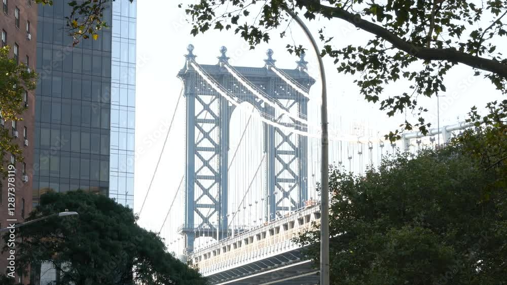 Manhattan Bridge to Brooklyn Dumbo. New York City symbol, USA travel ...