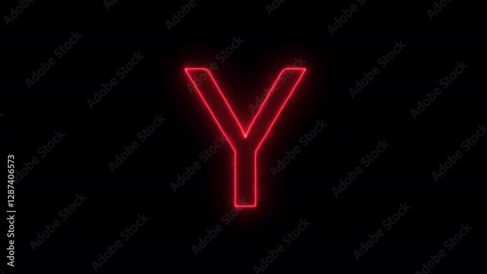 Animated neon letter Y, trendy glowing loop neon alphabet letter Y ...