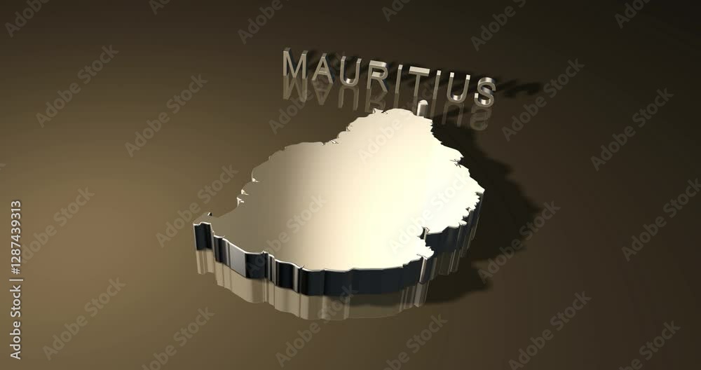 Map of Mauritius the Indian Ocean island nation or country in 3D ...