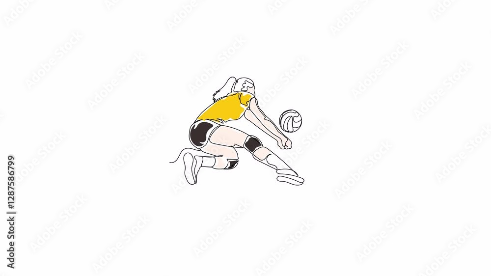 Hand-Drawn One-Line Animation of a Woman Using Two Hands to Set the ...