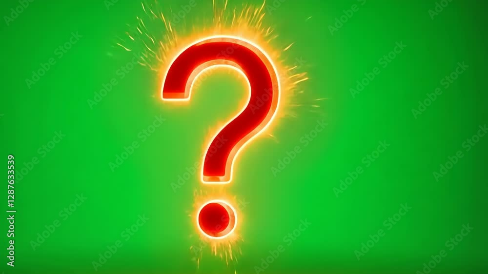 Fiery Burning Question Mark Green Screen Animation Stock Video | Adobe ...