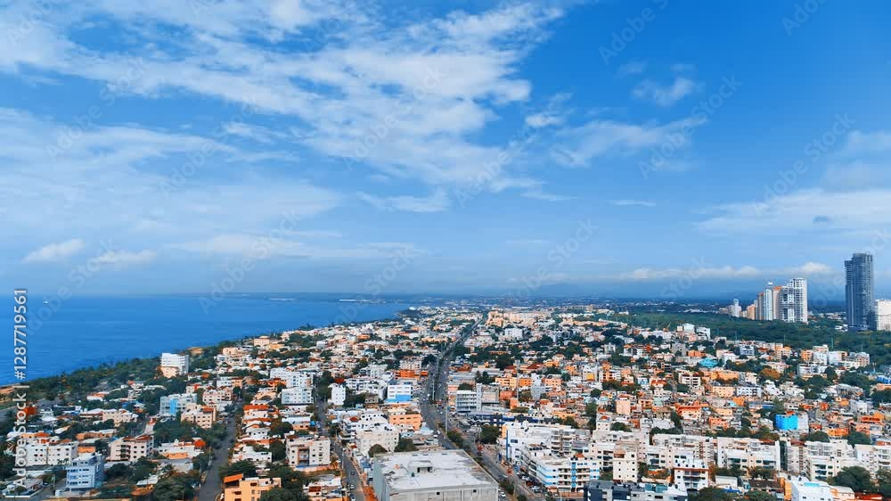 Panoramic aerial view of modern urban architecture in Santo Domingo ...