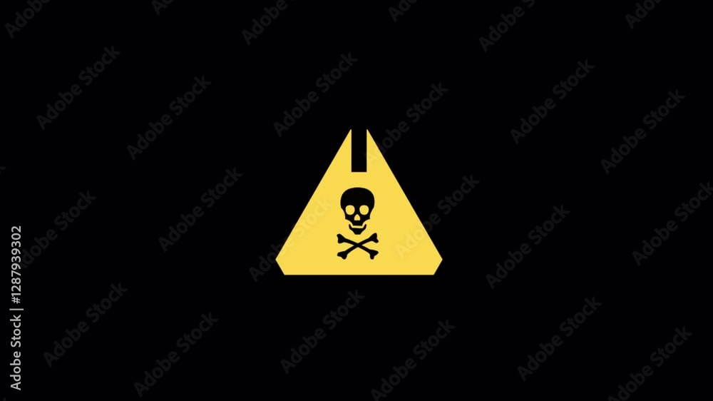 3D animation of yellow triangle warning. Seamless loop animation ...