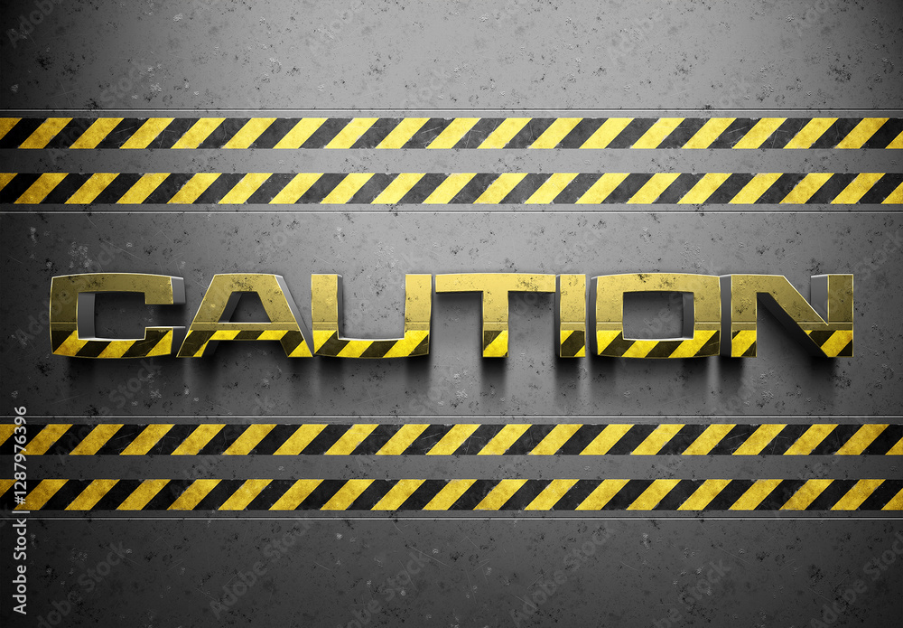 Caution Text Effect Mockup On Tech Panel Stock Template | Adobe Stock