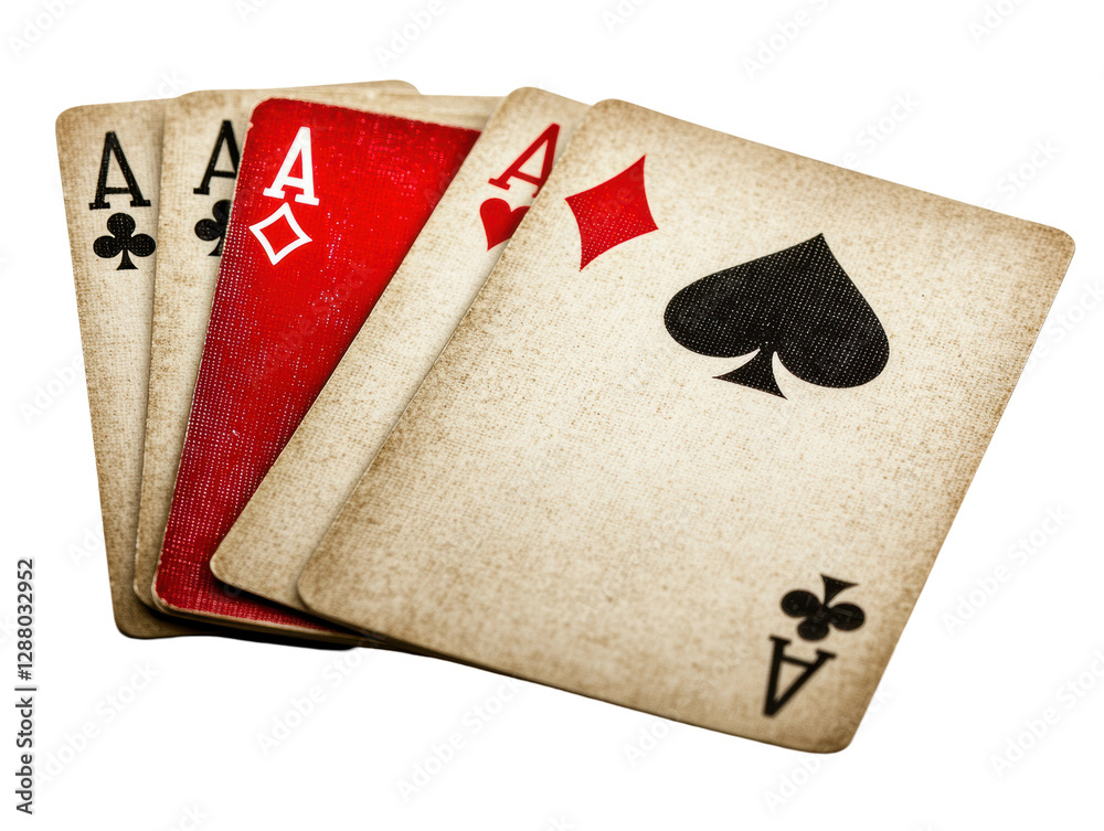 Poster Isolated Four Vintage Ace Playing Cards in a Stacked Layout ...