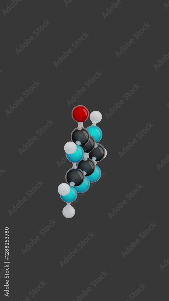 Molecule of Guanine. Animated chemical 3D Model: Ball and stick ...