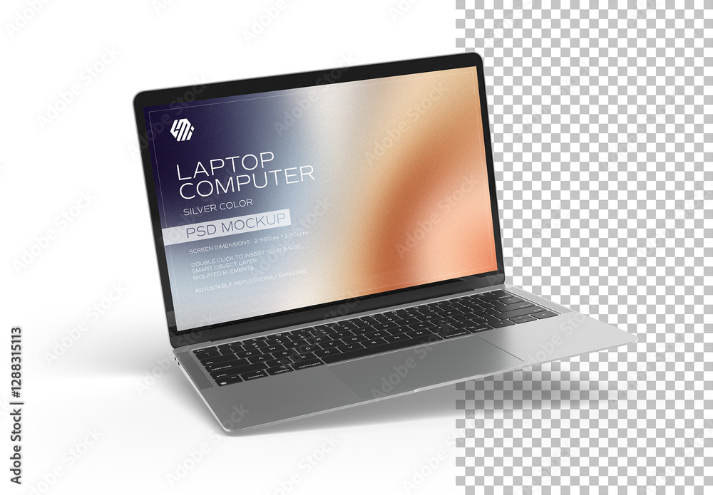 Isolated Floating Laptop Computer Screen Mockup Stock Template | Adobe ...