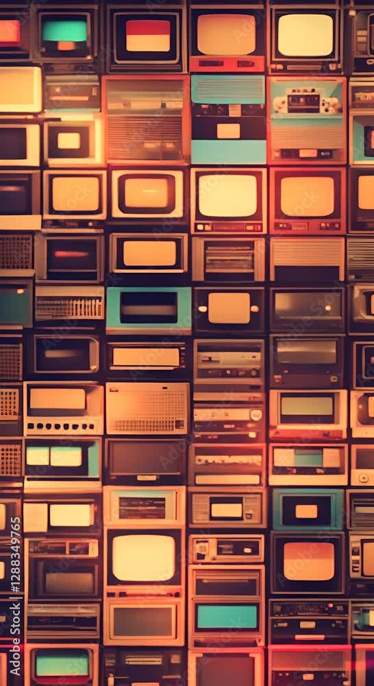 Vintage television screens flickering Close Up Footage of a Retro TV ...