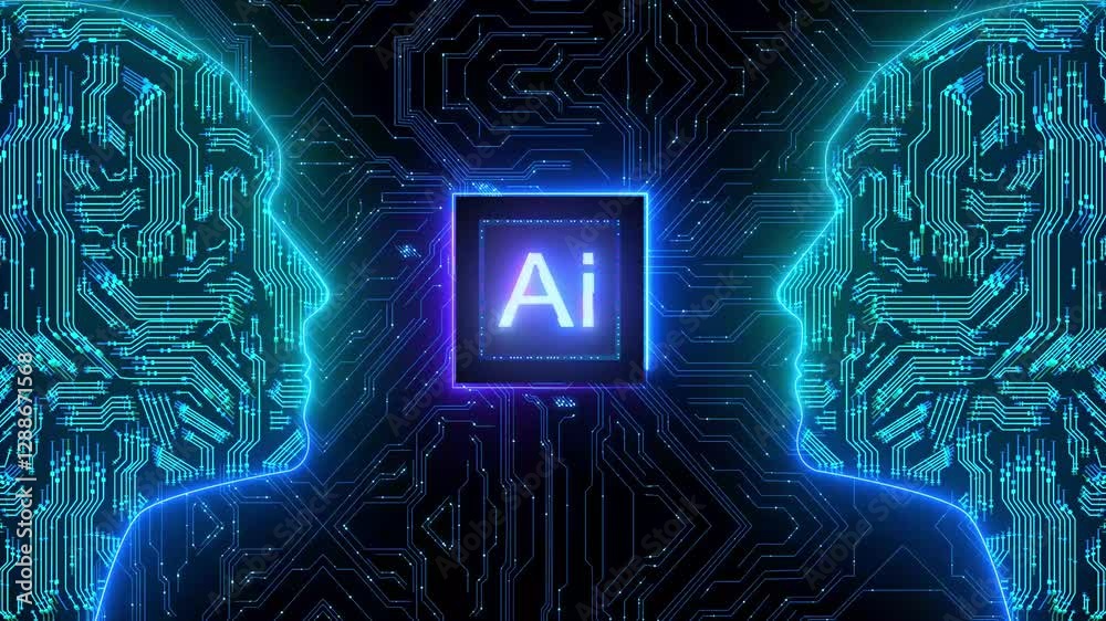 CPU Connection with Motherboard. Futuristic Colorful AI Accelerated ...