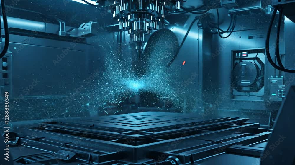 Quantum computing chamber with suspended data particles. Advanced supercomputing, AI-driven ...