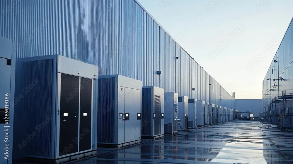 Modern Data Center: A state-of-the-art data center exterior, showcasing ...