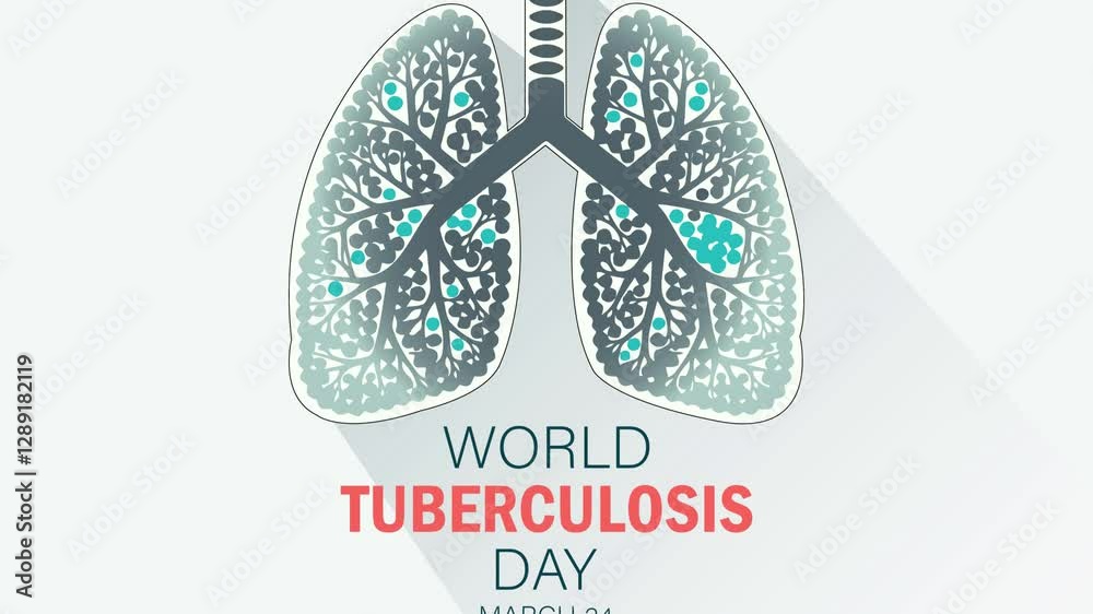 World Tuberculosis Day poster with illustration of lungs affected by tuberculosis. Tuberculosis ...