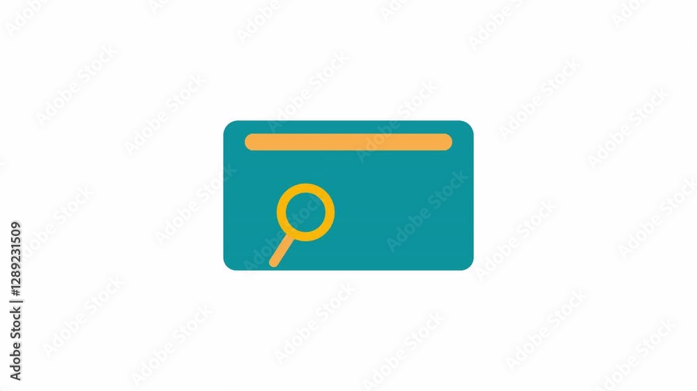 Teal Search Card Icon Magnifying Glass Online Data Research Exploration ...