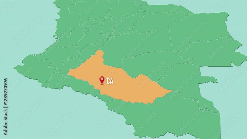 Mapa de Colombia con división política resaltando el estado Caquetá ...