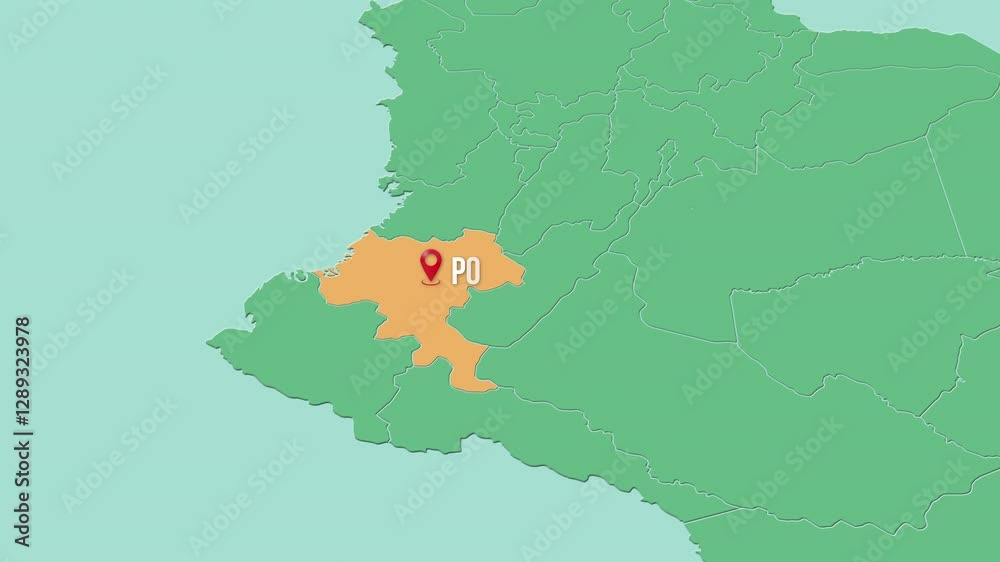 Mapa de Colombia con división política resaltando el estado Cauca con ...