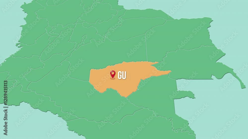 Mapa de Colombia con división política resaltando el estado Guaviare ...
