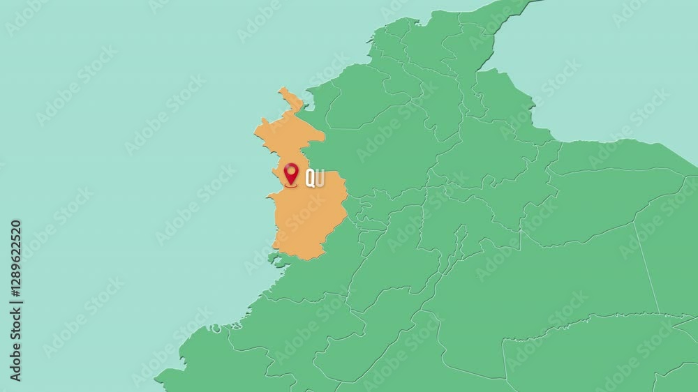 Mapa de Colombia con división política resaltando el estado Chocó con ...