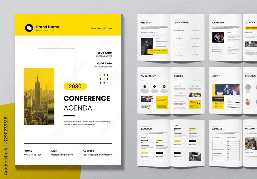 Conference Agenda Template Layout Stock Template | Adobe Stock