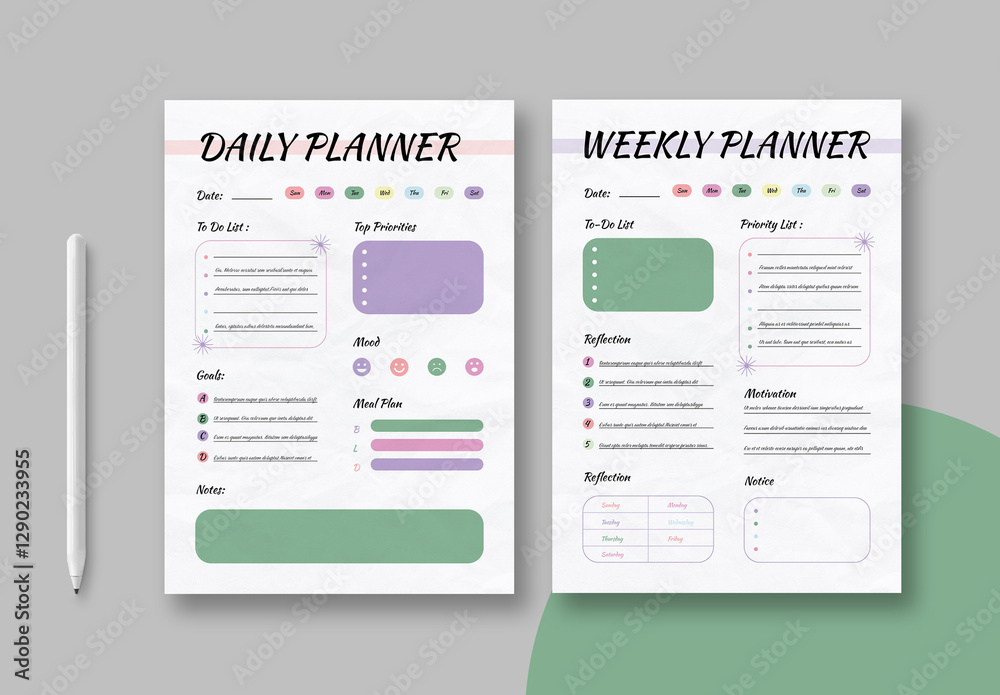 Creative Planner Template Layout Stock Template | Adobe Stock