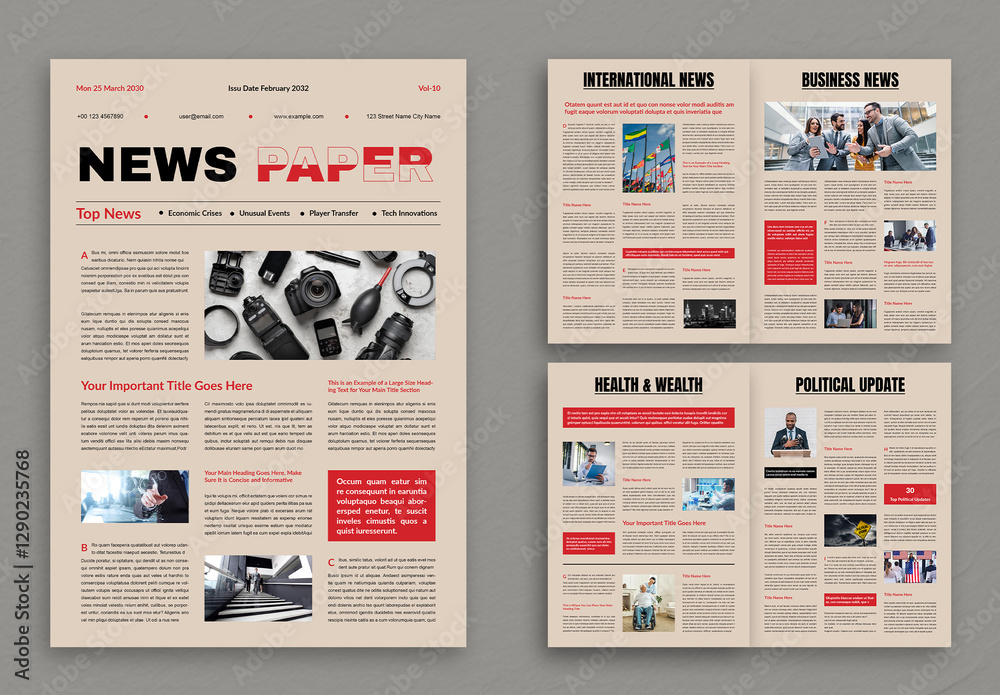 Newspaper Template Layout Stock Template | Adobe Stock