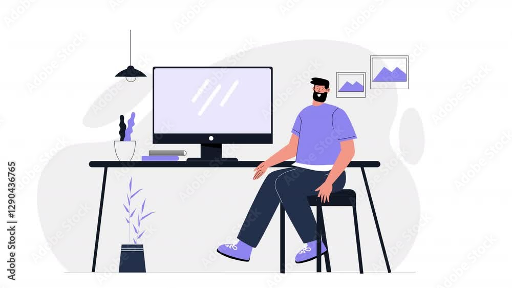 Vector character scene animation focusing on the design process, with ...