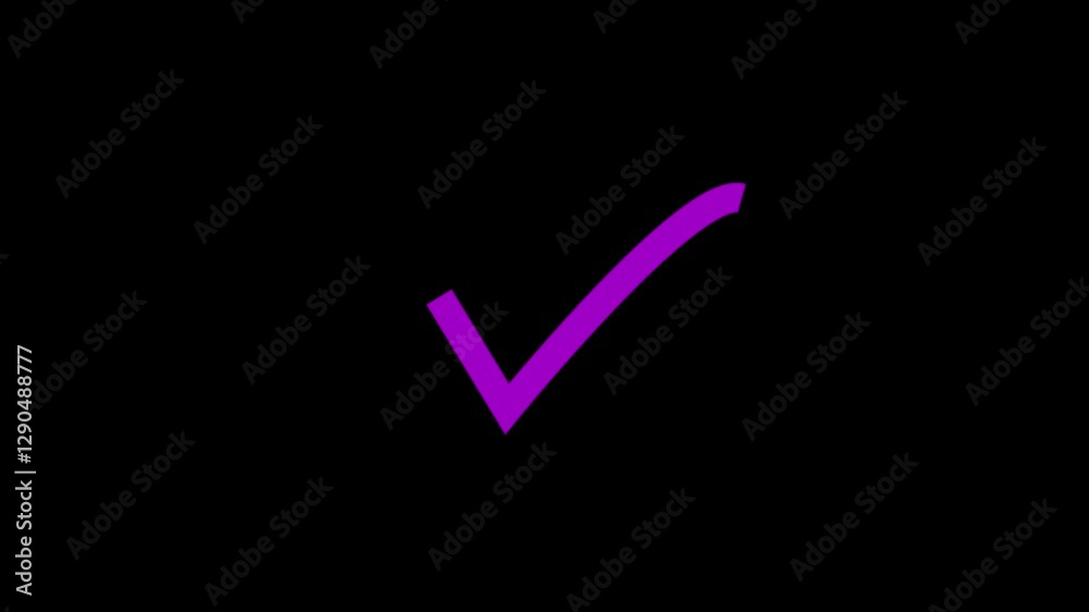 Purple checkmark animation. Yes tick. Correct check mark symbol. Yes ...