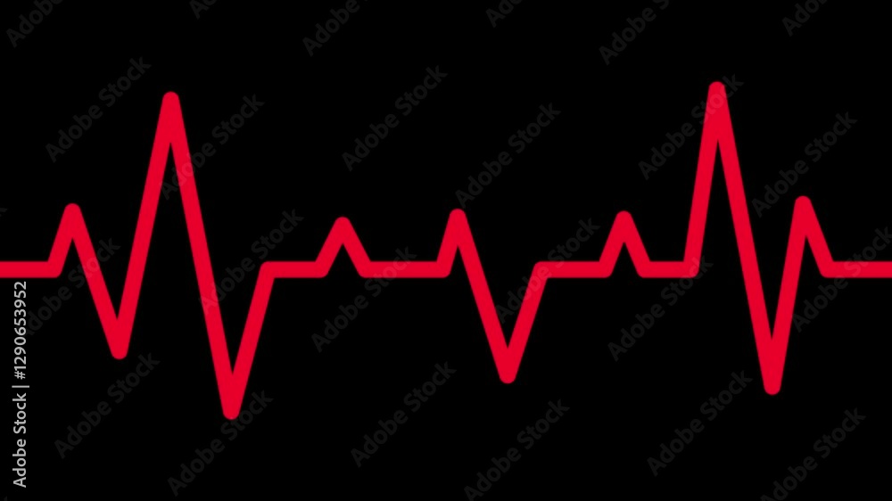 Animated heart monitoring ECG Heartbeat red pulse lines Cardiogram ...