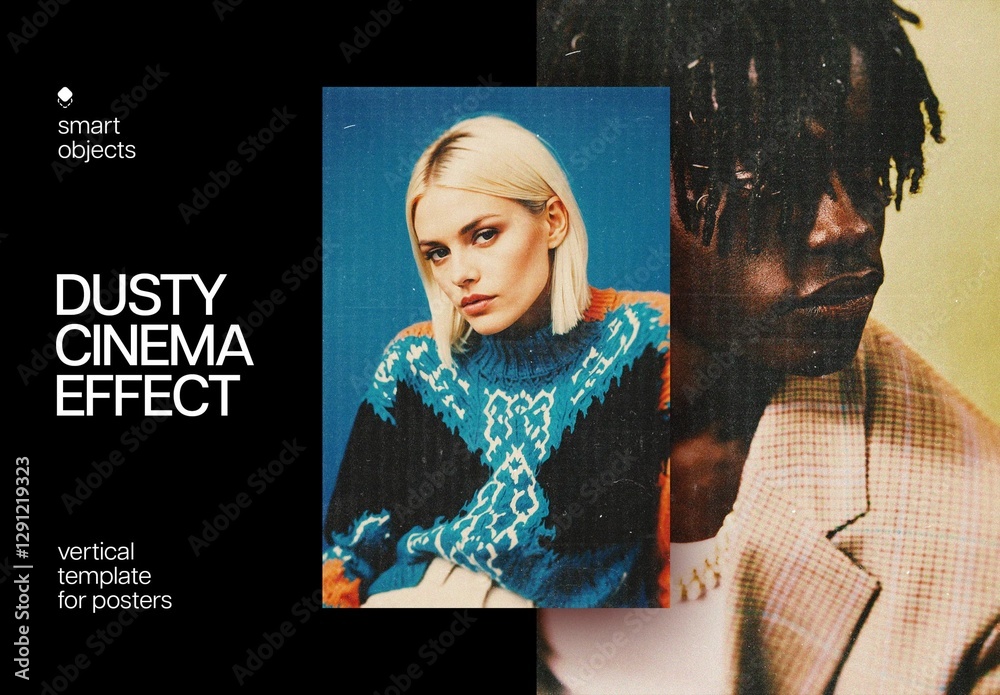 Dusty Cinema Poster Photo Effect Mockup Stock Template | Adobe Stock