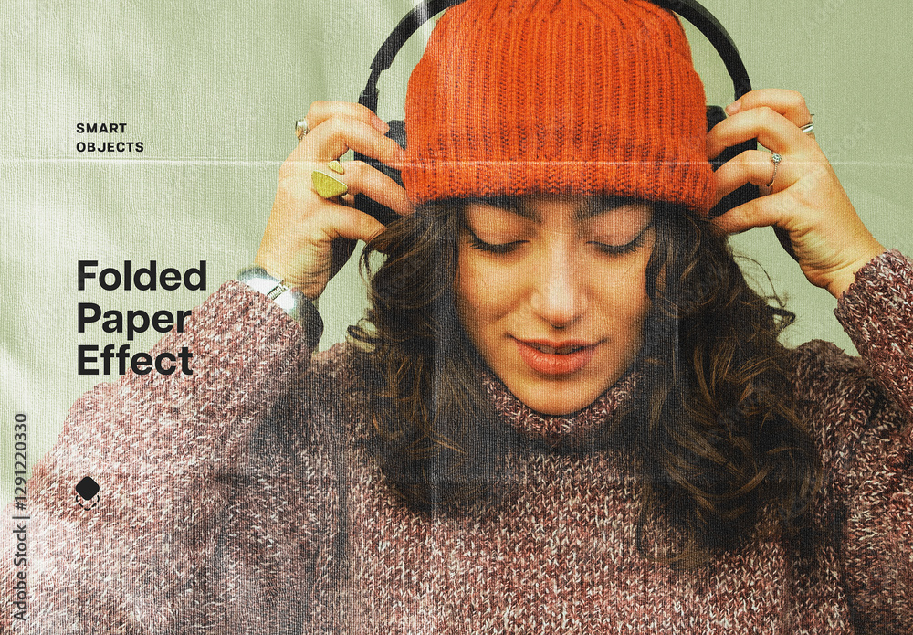 Folding Paper Photo Effect Mockup Stock Template | Adobe Stock