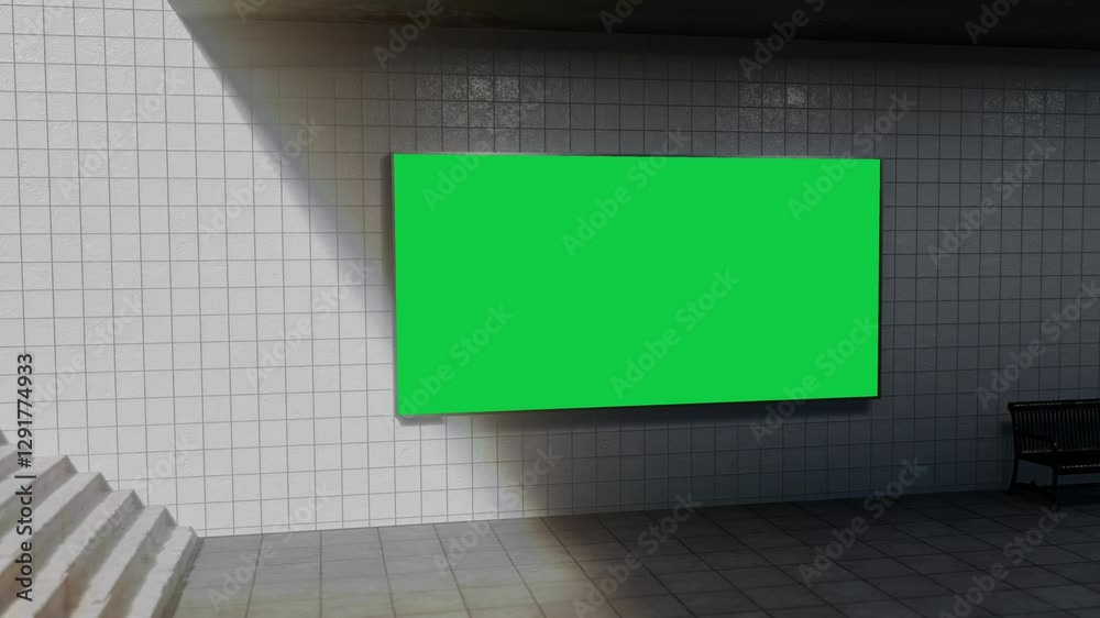 Modern underground tunnel Advertising horizontal billboard with green ...