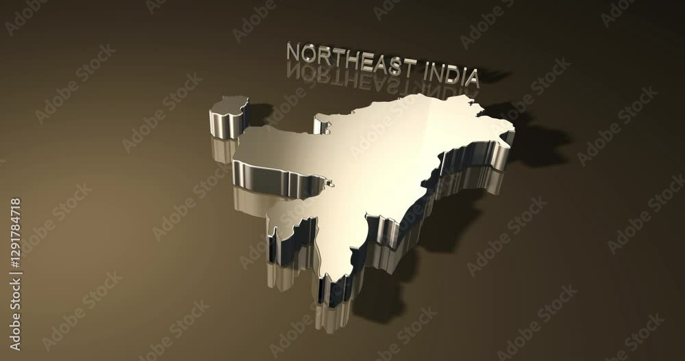 Map of Northeast India in 3D animation with golden theme Stock ビデオ ...