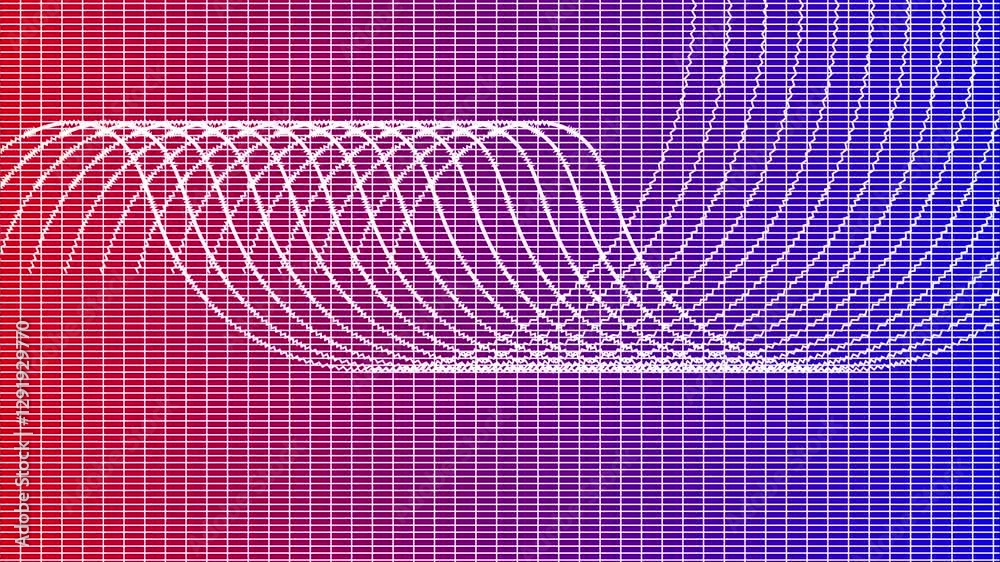 Looped cyberspace animation of twisted abstract form made of moving ...