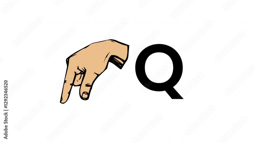 Sign language alphabet of American Sign Language sign for the letter Q ...