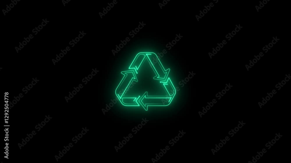 Recycling glowing neon sign icon symbol. Recycling logo with neon ...