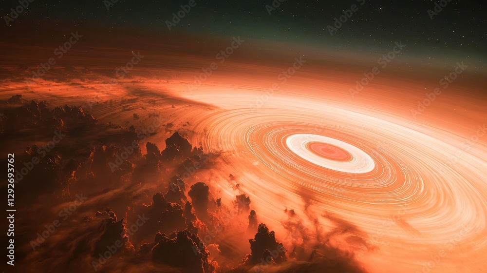 Photo & Art Print A colossal ringed planet with bioluminescent storms ...